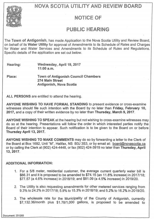 NOTICE OF PUBLIC HEARING | Town News